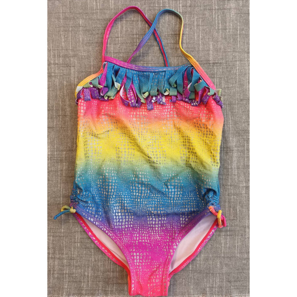 Flapdoodles | Swim | Flapdoodles Fringe Ombre Rainbow Sparkle Girls 6x ...